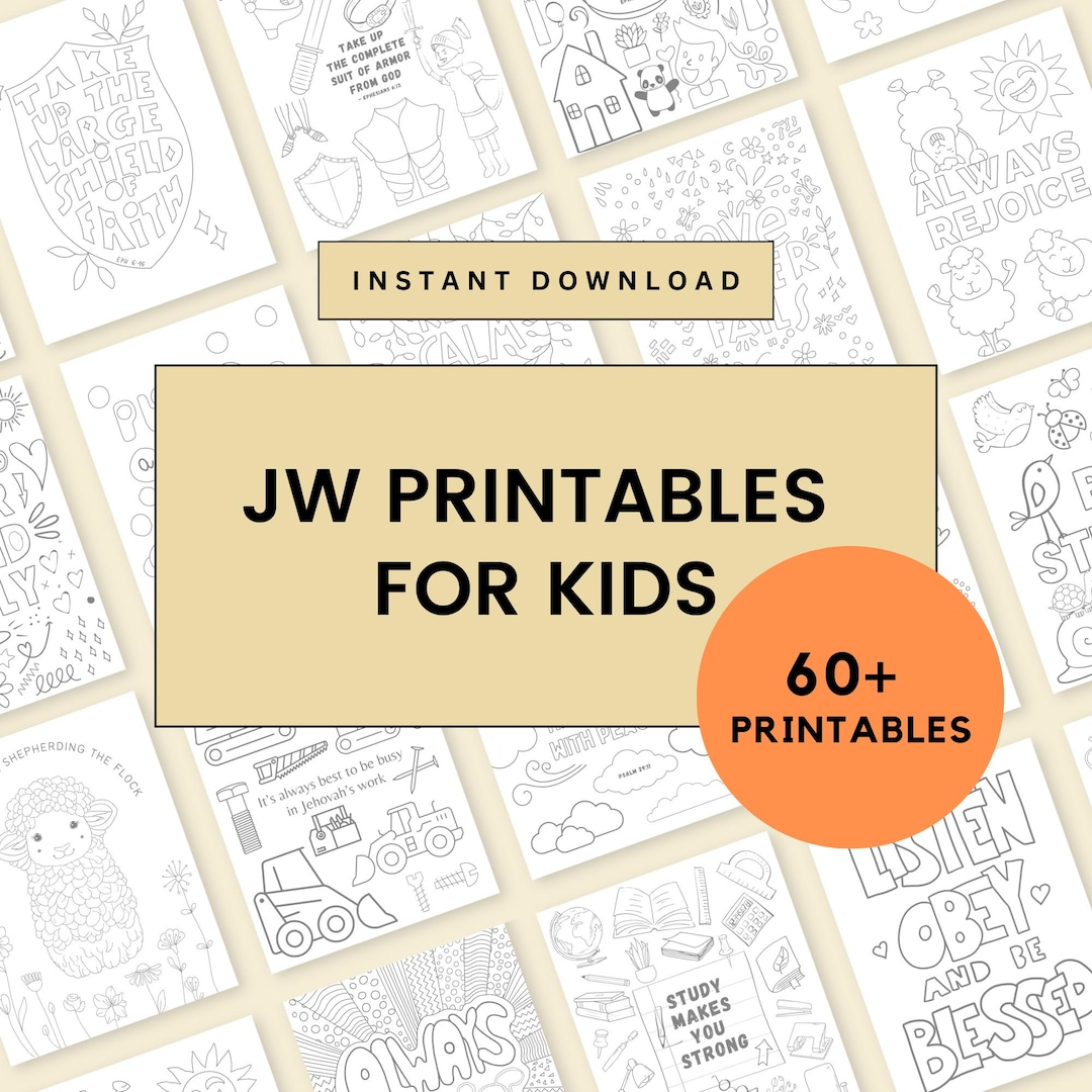 JW Colouring Bundle for Kids 60 Printable Sheets for Jehovah's ...