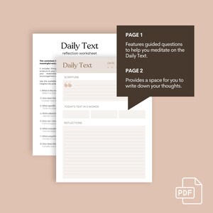 Daily Text Reflection Worksheet for Jehovah's Witnesses Scripture Study ...