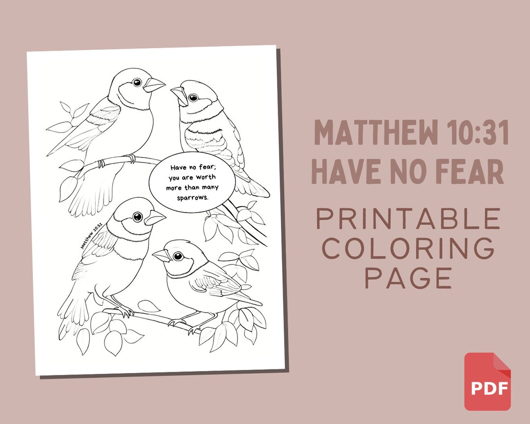 JW Colouring Page for Kid Have No Fear Matthew 10:31 Printable Sheets ...