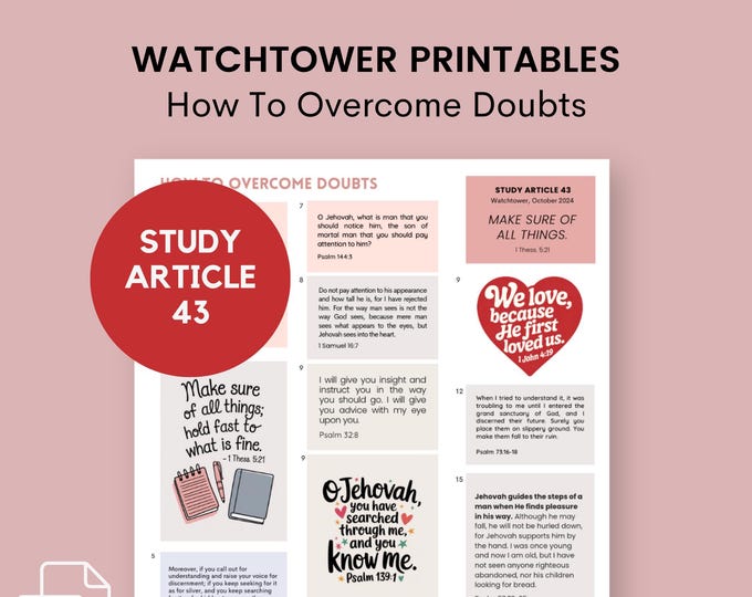 Watchtower Study Article 43 How to Overcome Doubts Printable Scriptures ...
