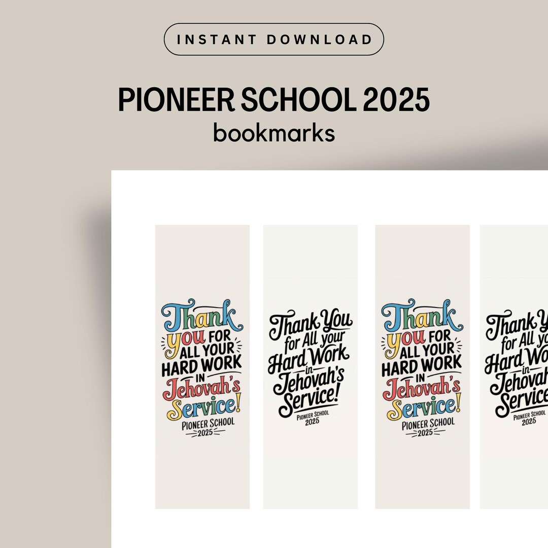 JW Bookmarks for Jehovah's Witnesses Printable Gift for 2025 Pioneer ...