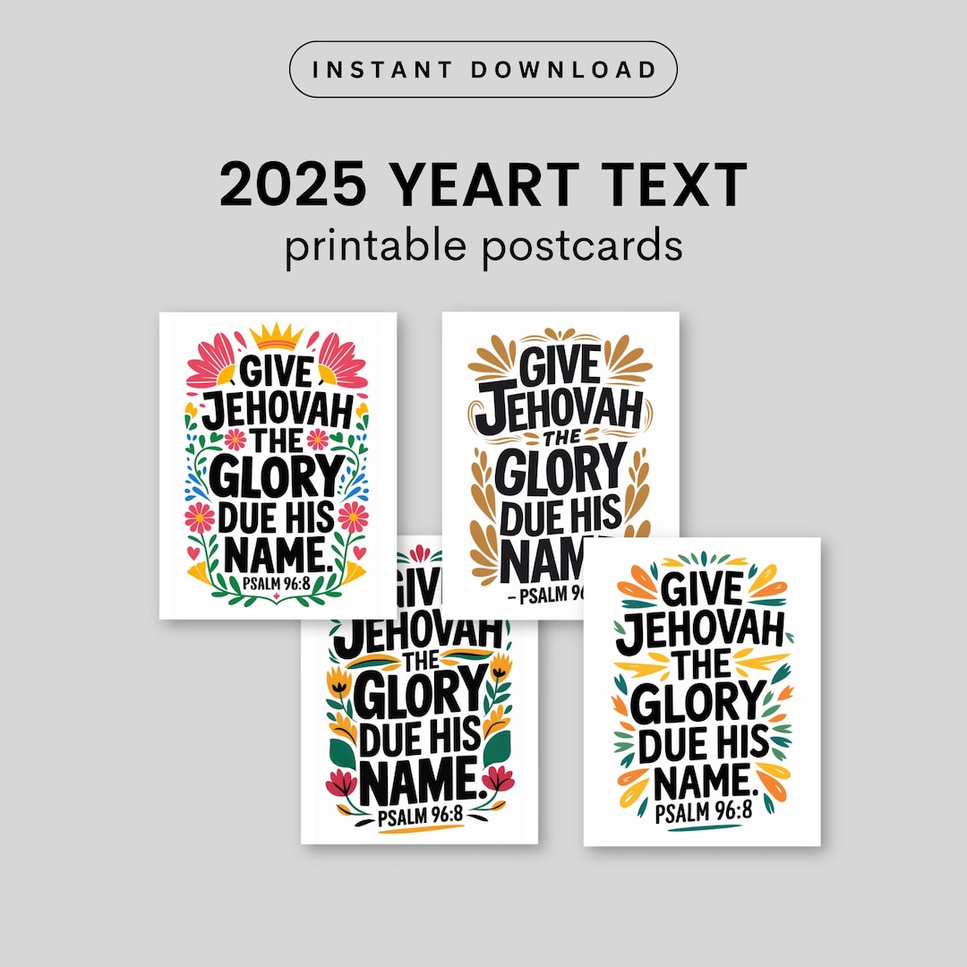 Year Text 2025 Printable JW Postcards Gift for Jehovah's Witnesses ...