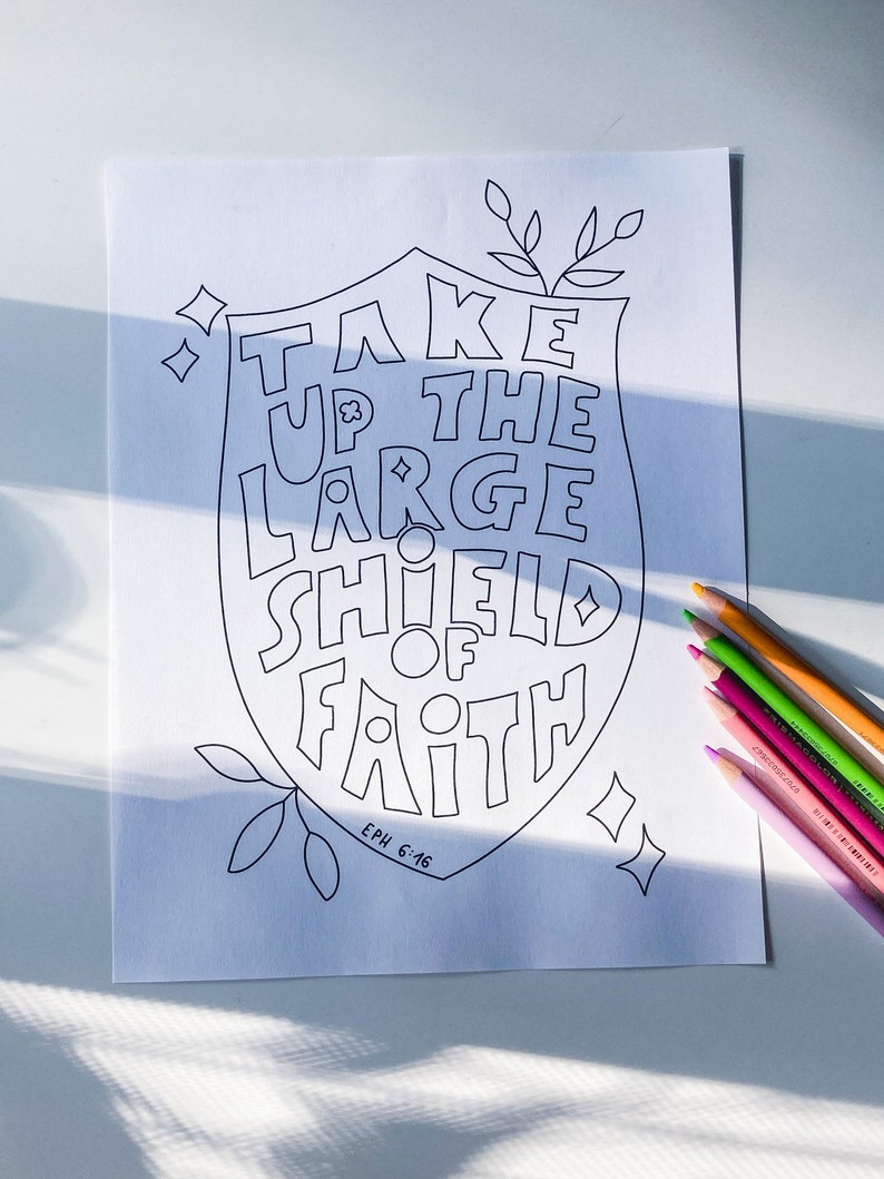 Printable Coloring Page for Kids Shield of Faith JW | Etsy
