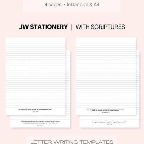 Printable Letter Writing Stationery JW Letter Writing Paper - Etsy