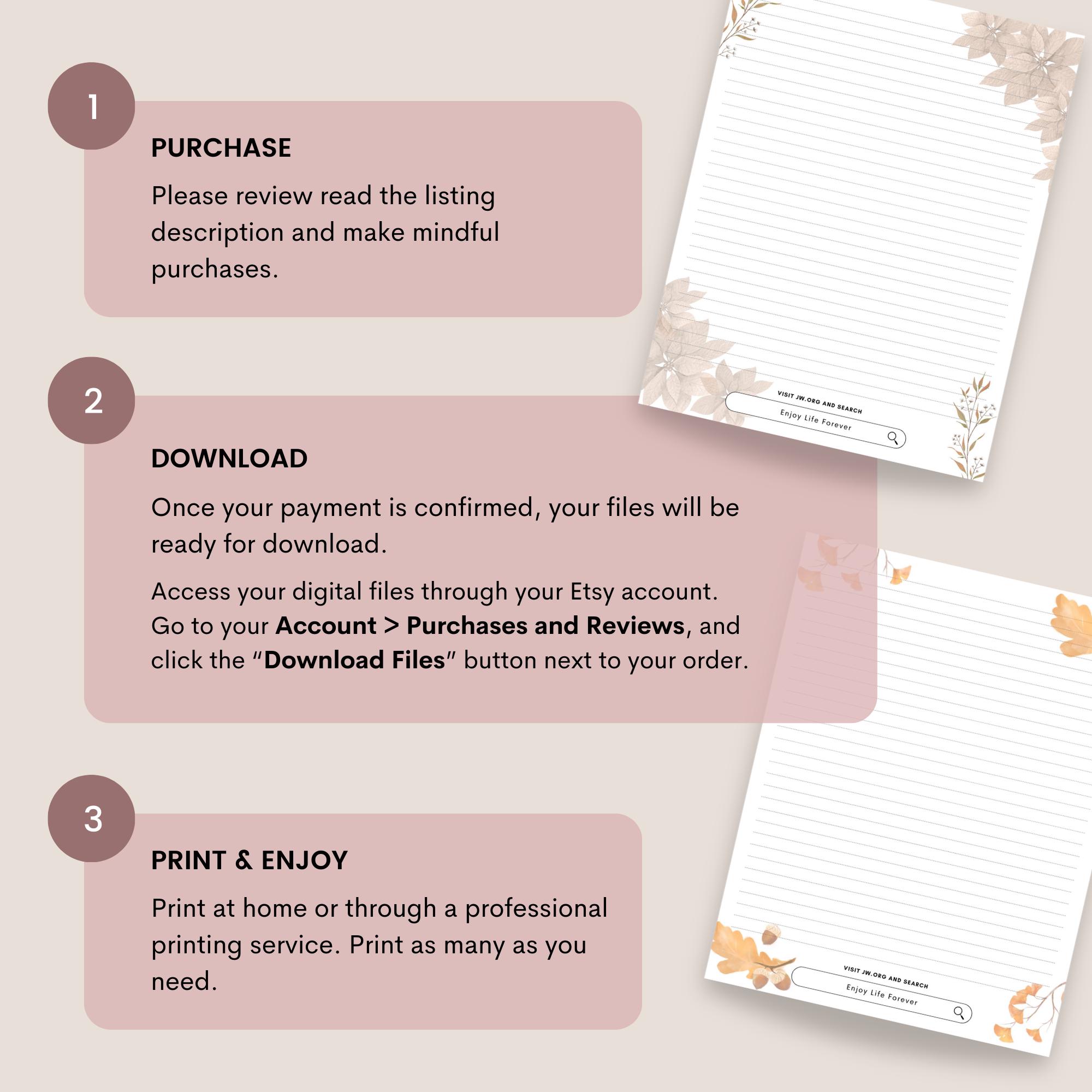 JW Letter Writing Set Printable Paper Stationery for Jehovah's ...