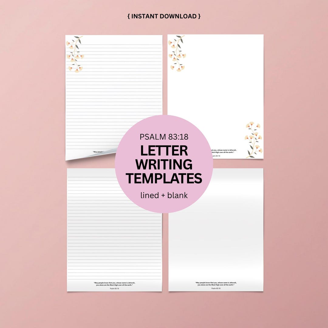 JW Letter Writing Paper Psalm 83:18 Printable Stationery Set for ...