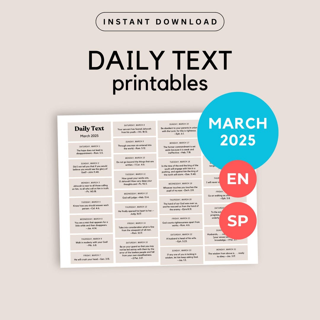 Daily Text Printables MARCH 2025 JW Personal Study Journaling for ...