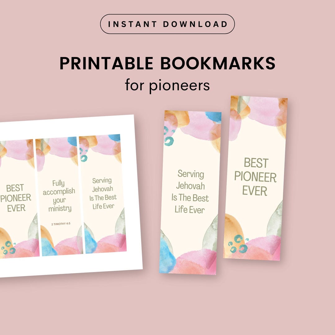 JW Pioneer Bookmarks Printable Gift for Jehovah's Witnesses - Etsy