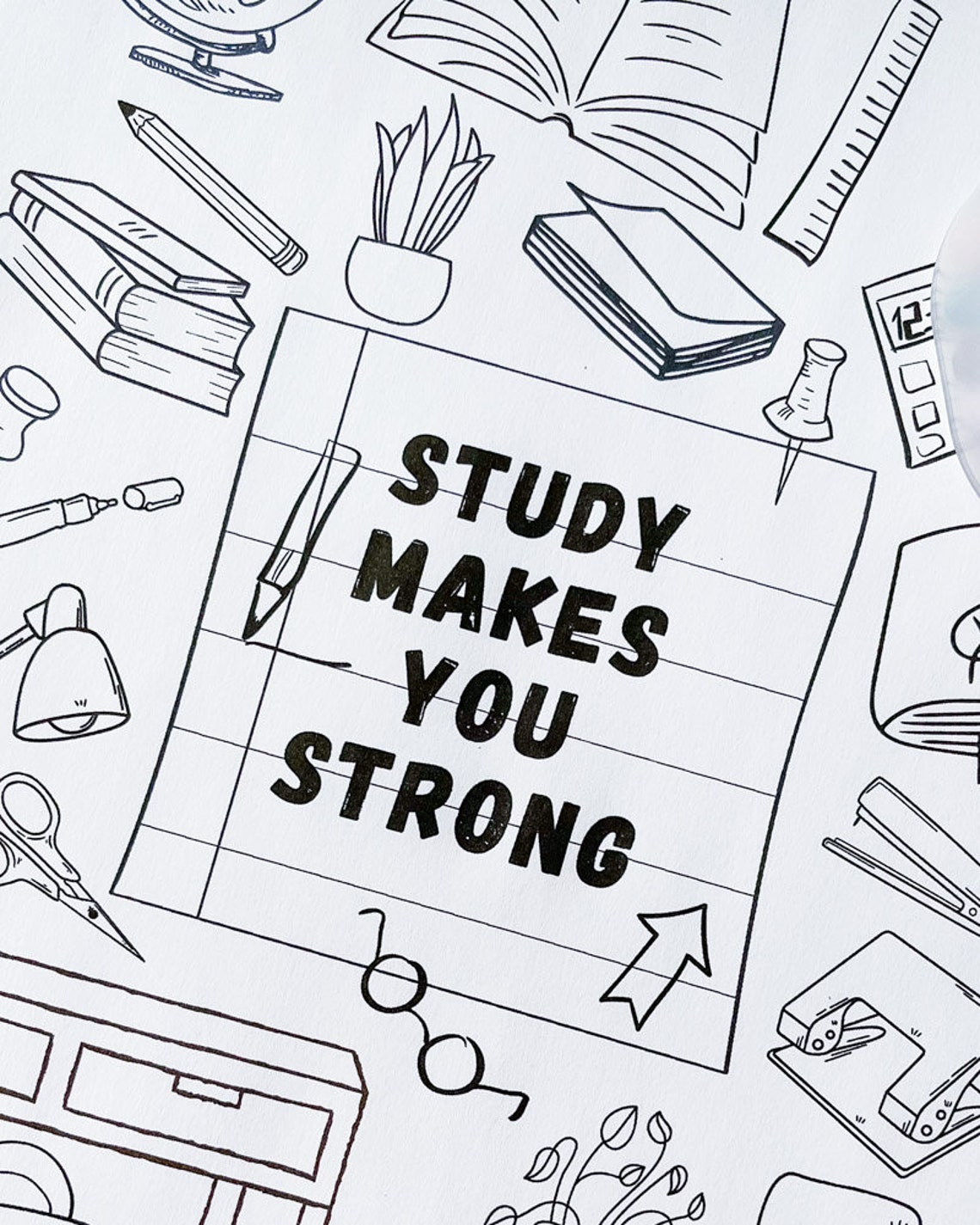 Printable Coloring Page for Kids Study Makes You Strong | Etsy Canada