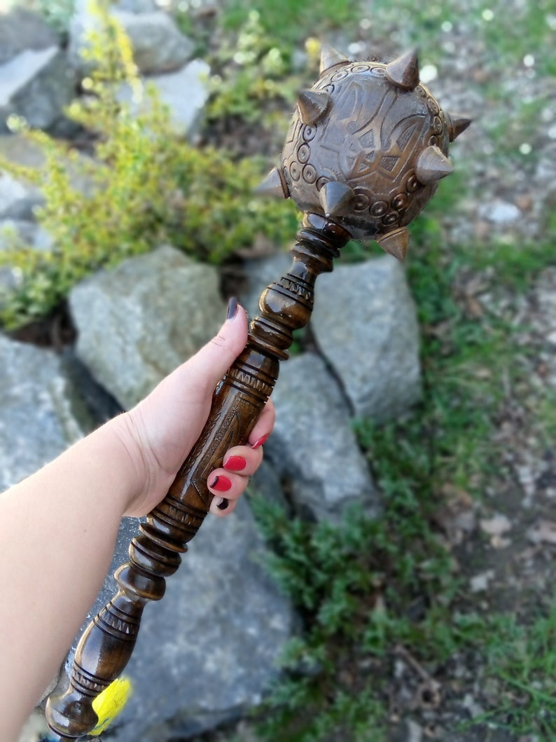 Wooden mace in the Ukrainian style. Mace carved | Etsy