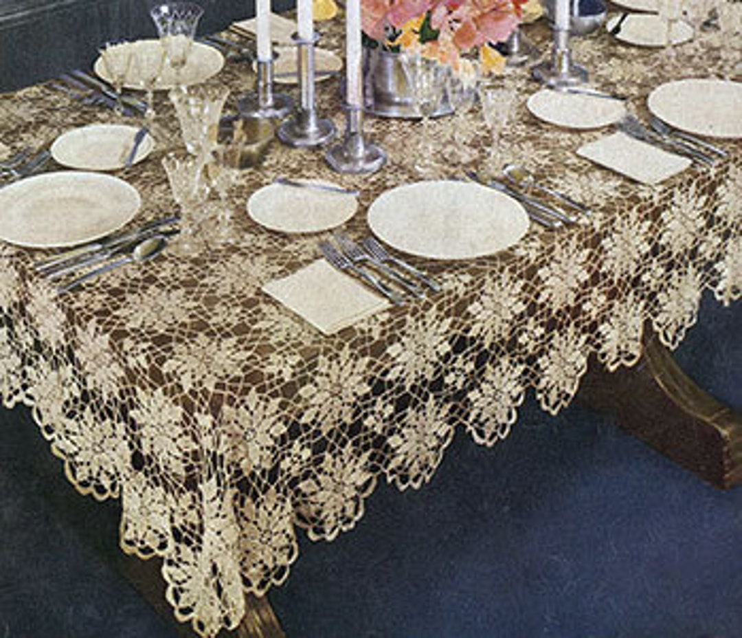 Vintage Pattern Crochet Queen Anne's Lace Tablecloth. PDF Download. - Etsy
