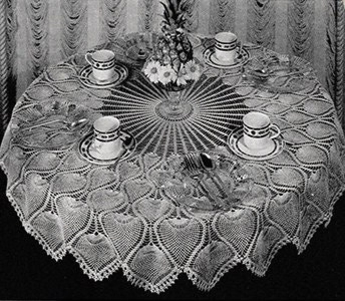 Vintage Crochet Round Pineapple Tablecloth Pattern. - Etsy