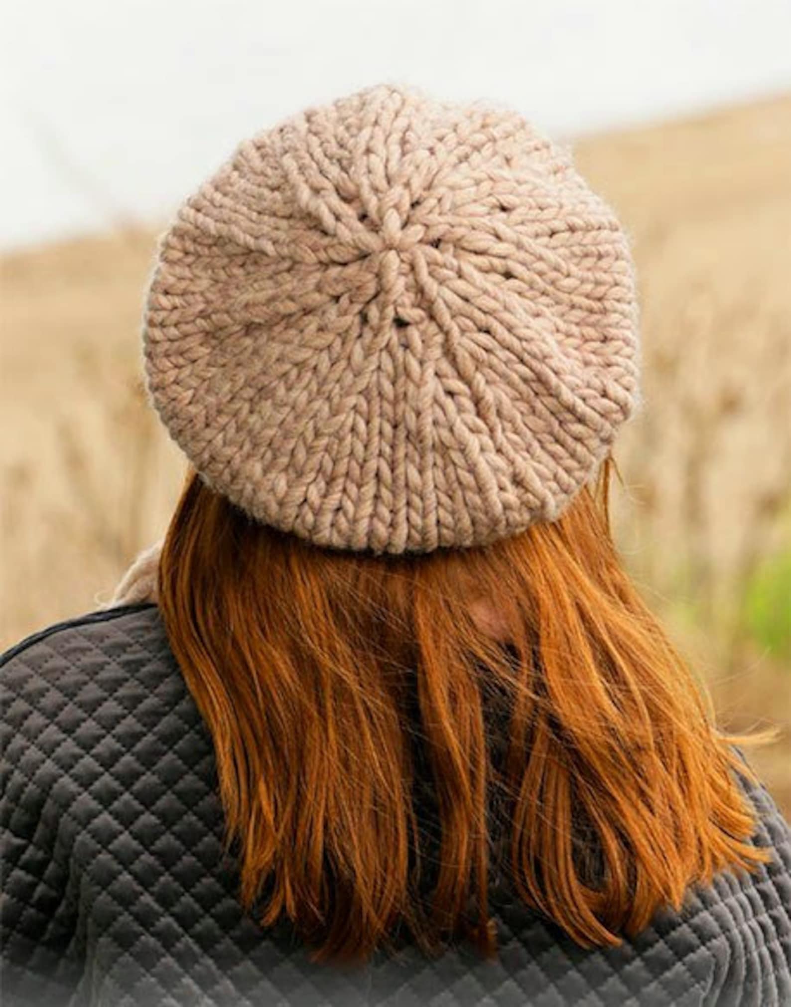 Super Easy Pattern Knitted Women's Beret Chunky Knit. Size S-L. - Etsy