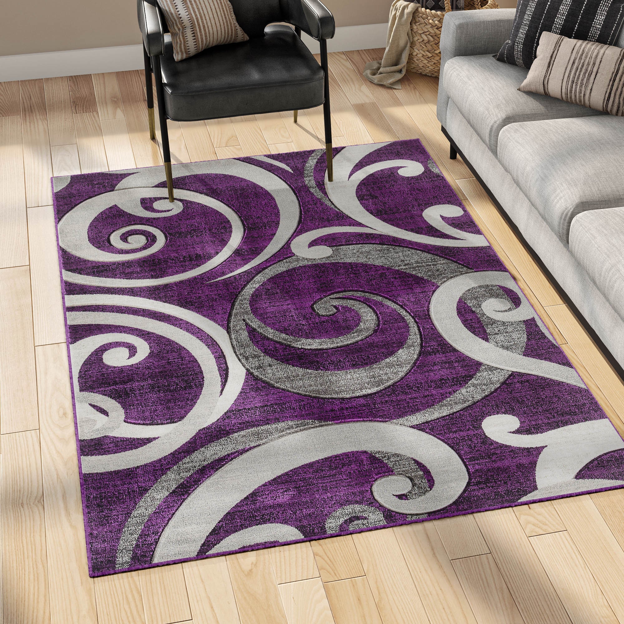 Grey Purple Rug - Etsy