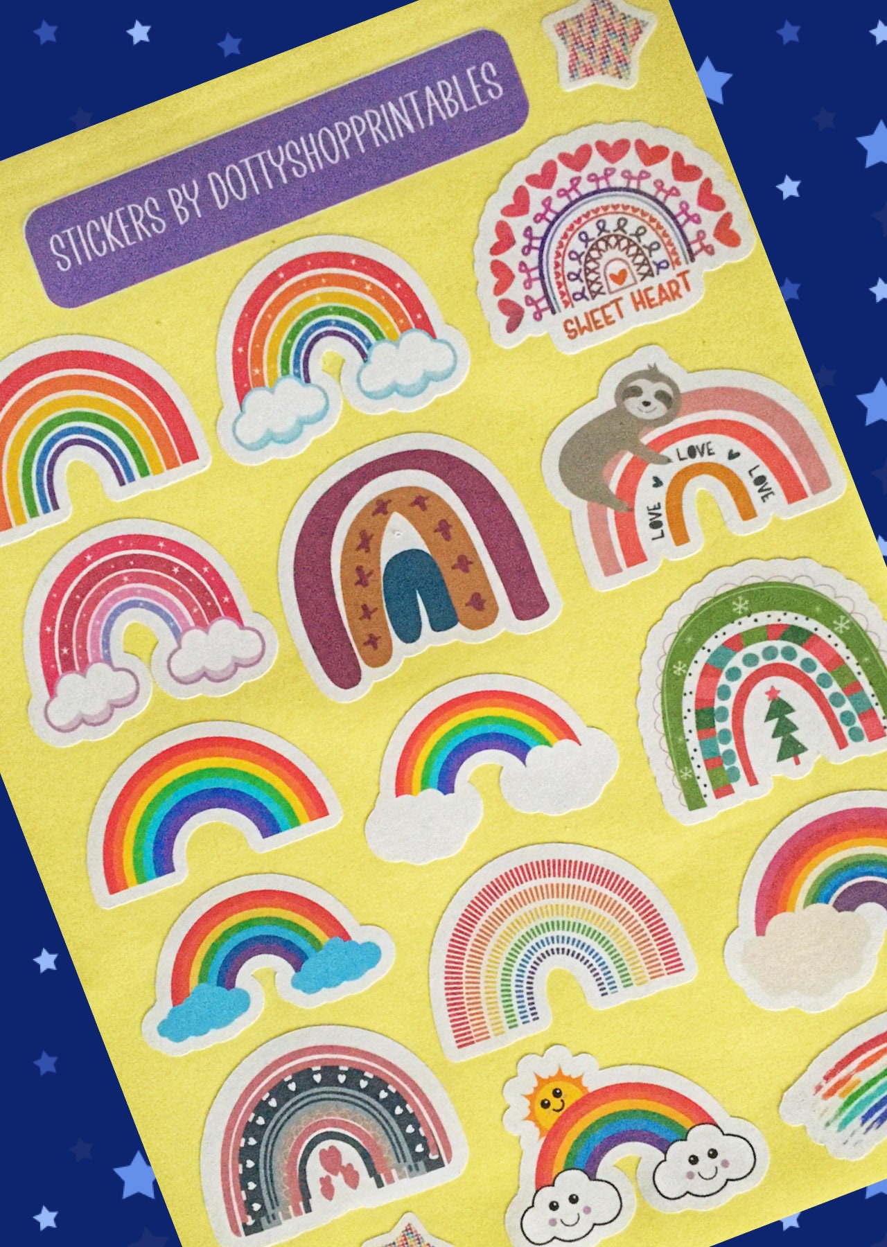 Rainbow Stickers Rainbows and Clouds Sticker Sheets | Etsy