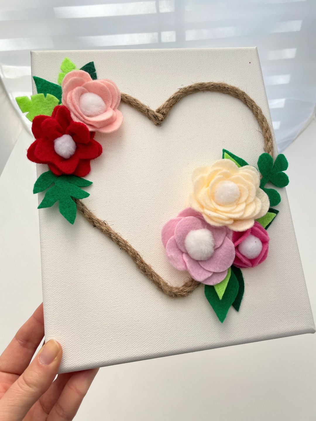 Felt Flower Nursery Decor: Handmade Canvas Wall Hanging - Etsy