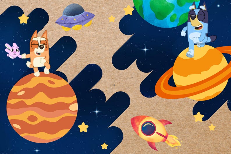 Hand Painted Bluey Banner SPACE THEME - Etsy