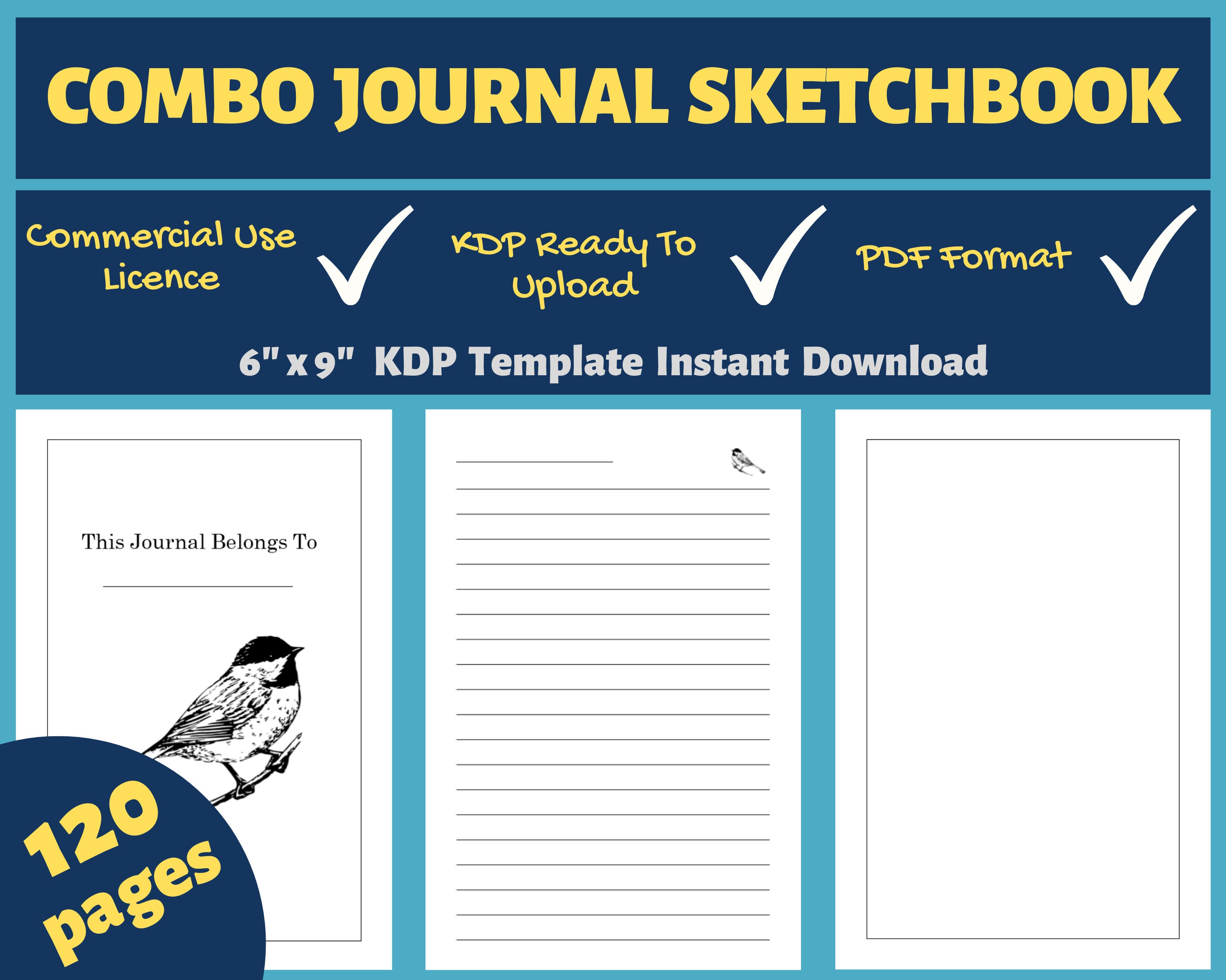 Combo Journal Sketchbook KDP Template 6x9 KDP Interior Etsy Combo Journal Sketchbook KDP Template 6x9 KDP Interior Etsy