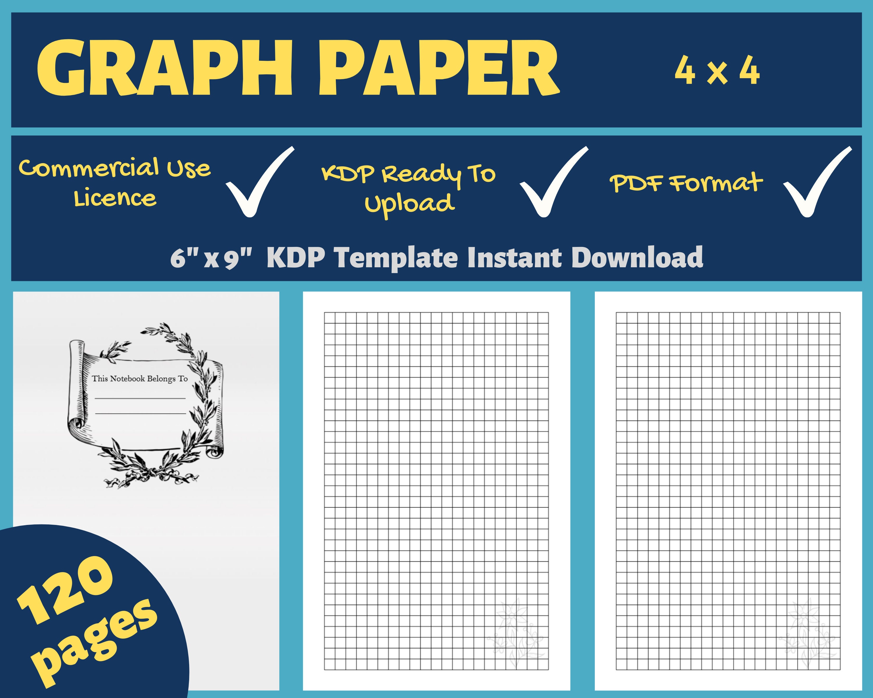 Graph Paper 4x4 KDP Template 6x9 KDP Interior Commercial | Etsy