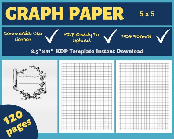 Graph Paper 5 X 5 KDP Template 8.5x11 KDP Interior | Etsy