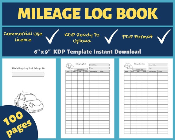 Mileage Log Book KDP Template 6x9 KDP Interior | Etsy