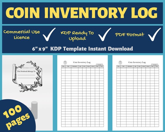 Coin Inventory Log Template 6x9 KDP Interior Commercial | Etsy