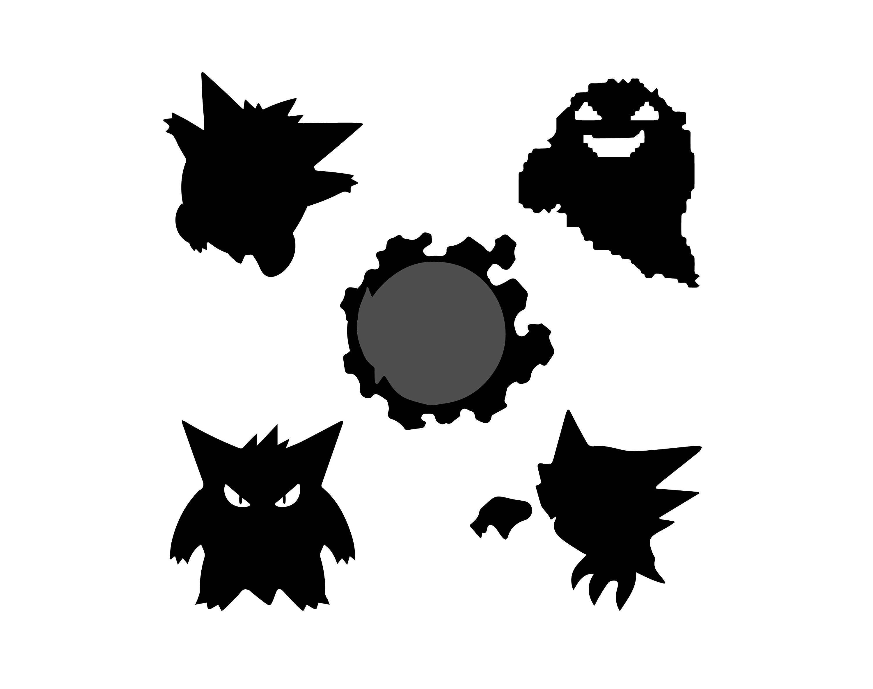 Gengar Haunter Ghastly Pokemon Stencil Silhouette SVG File PNG File ...