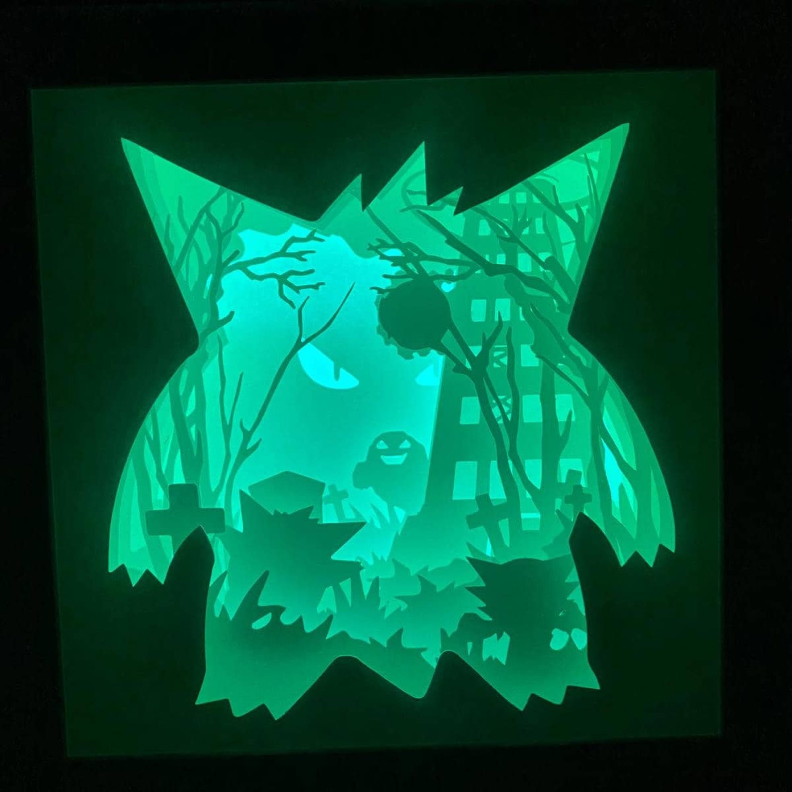 D.I.Y Gengar Shadow Box Haunter Ghastly Pokemon Light Box SVG File PNG ...