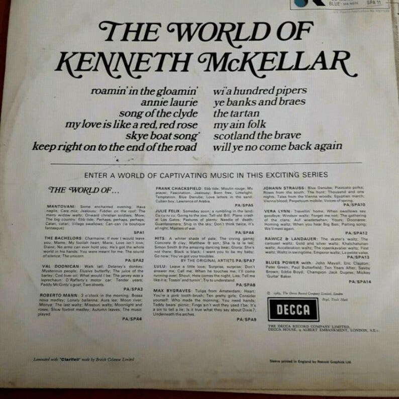 The World of Kenneth Mckellar Lp Pipers Scottish Folk Celtic - Etsy