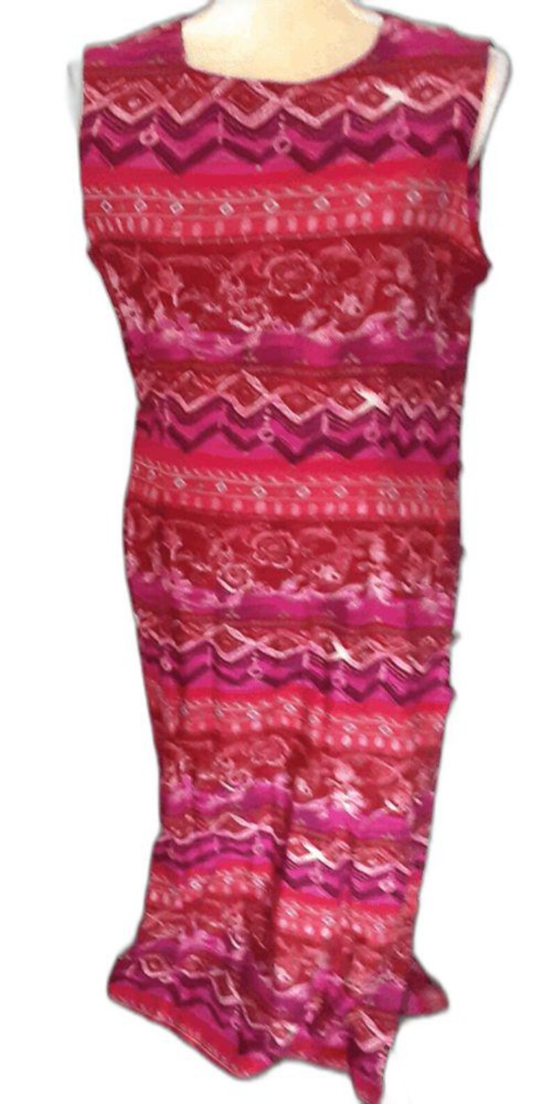R&K Originals Batik Form-fitting Maxi Dress Sz 12 Hot Pink Rayon - Etsy