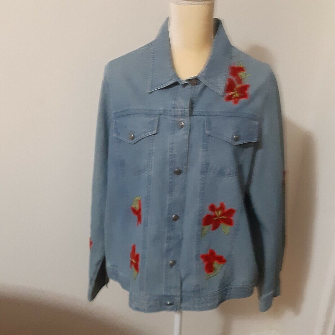 220 Hickory Embroidered Jean Jacket 100% Cotton - Etsy