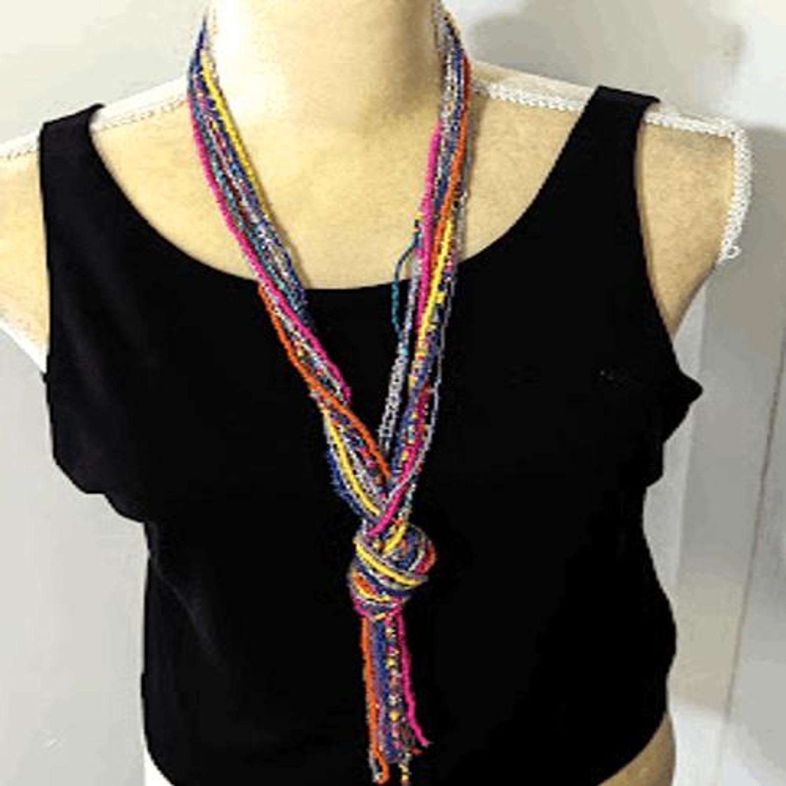 42" Vintage Colorful 10 Strand Seed Bead Rope Style Necklace Boho - Etsy