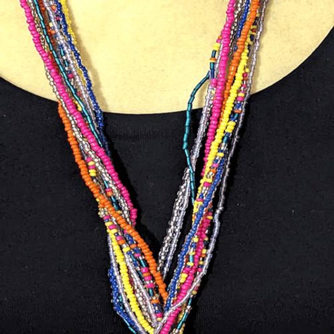 42" Vintage Colorful 10 Strand Seed Bead Rope Style Necklace Boho - Etsy