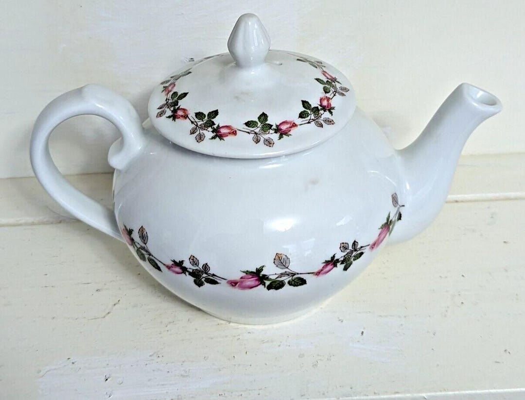 Vintage French Apilco Teapot Rosebud Design 4X8 Porcelain Made for Chamart - Etsy