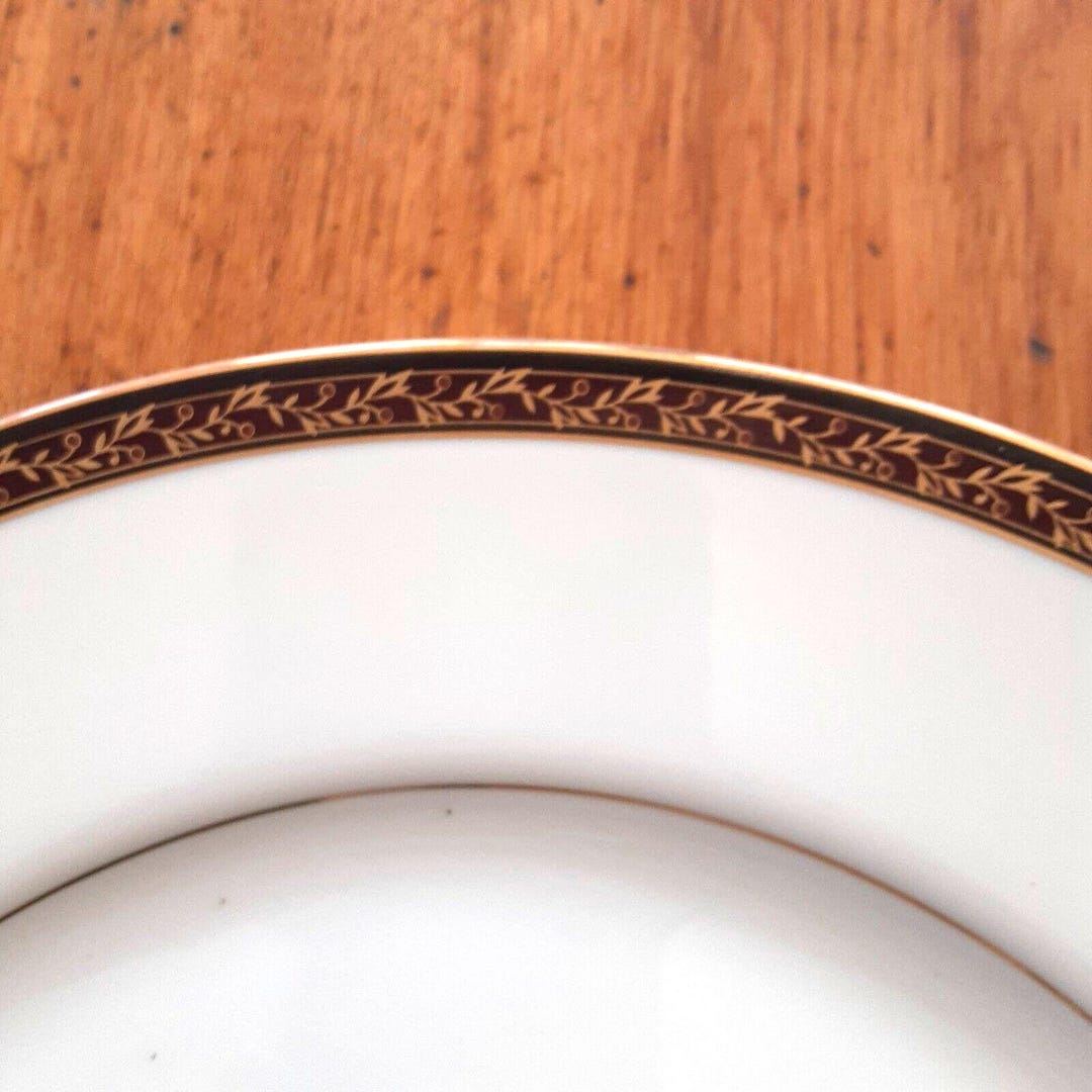 4 Mikasa Aramis Grande Ivory Dinner Plates 10 7/8" Maroon Leaf Gold ...