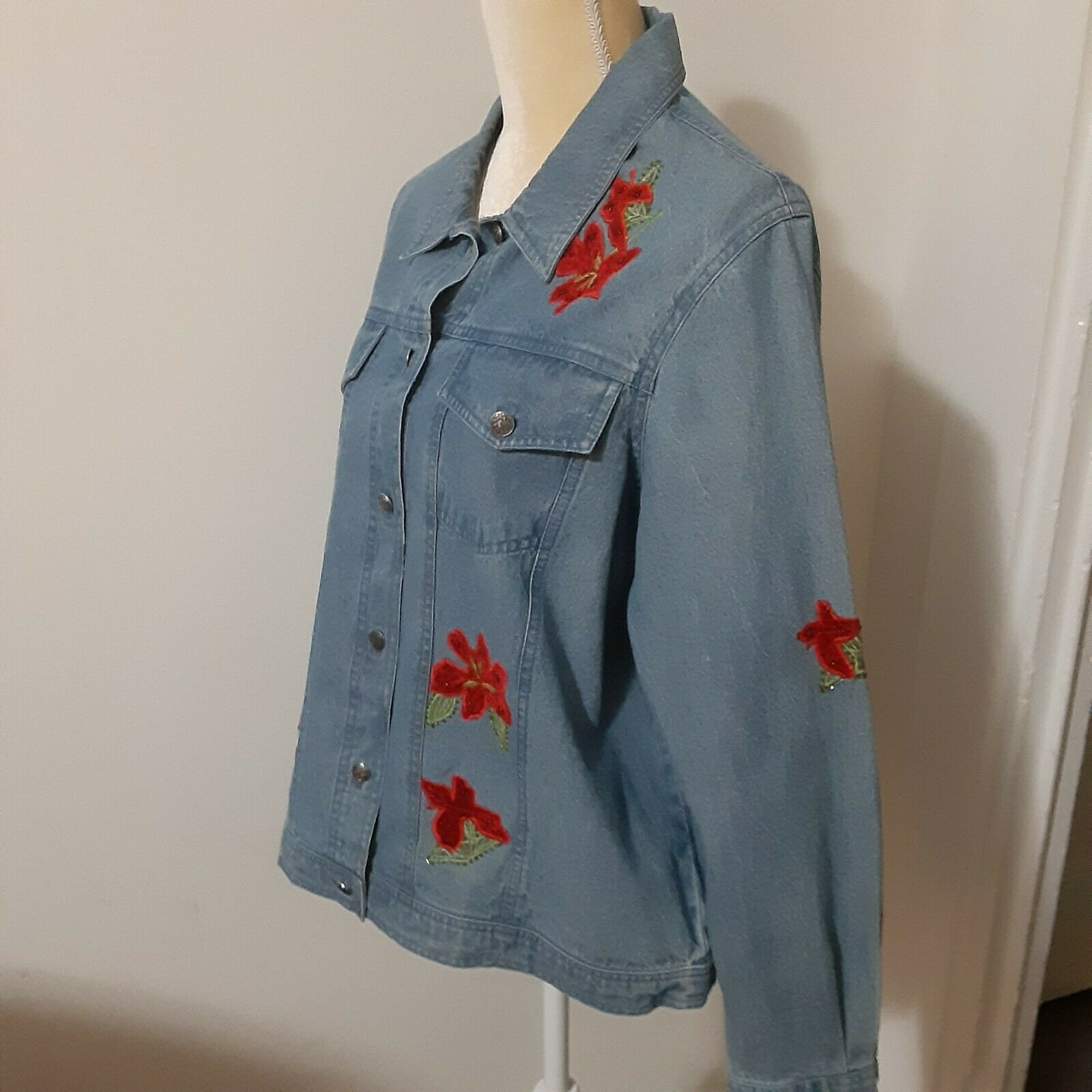 220 Hickory Embroidered Jean Jacket 100% Cotton - Etsy