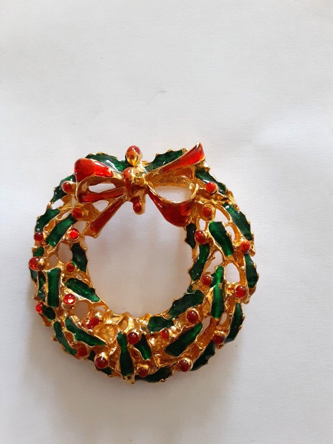 Vintage Gold Tone Wreath Brooch Pin 1 1/2" Christmas Holiday - Etsy