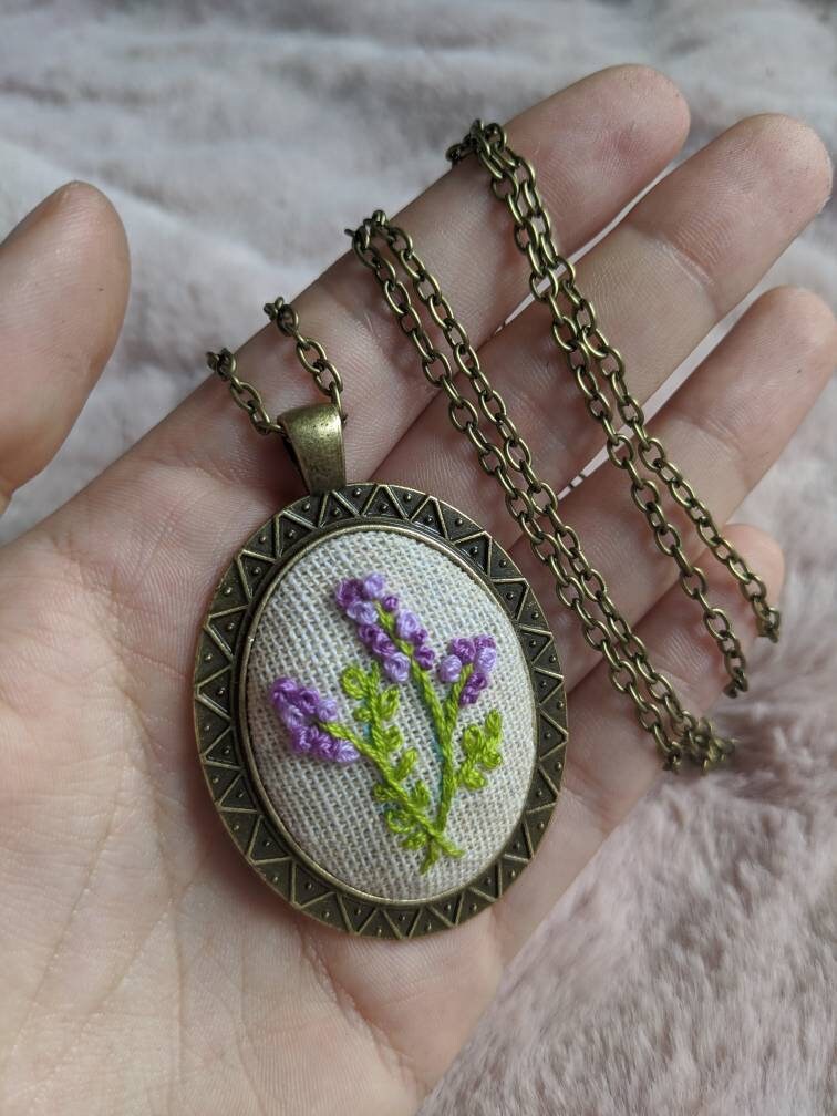 Hand Embroidered Vintage Style Necklace - Etsy New Zealand