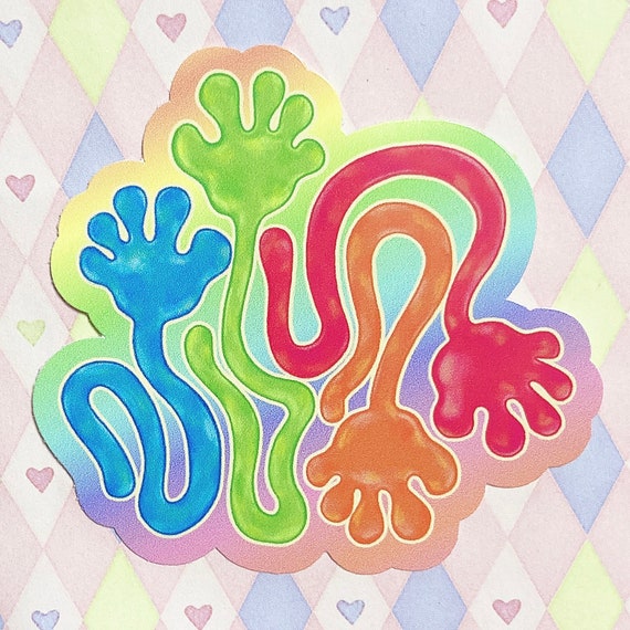 Rainbow Sticky Slap Hands Toy Nostalgia Kidcore Vinyl Sticker - Etsy