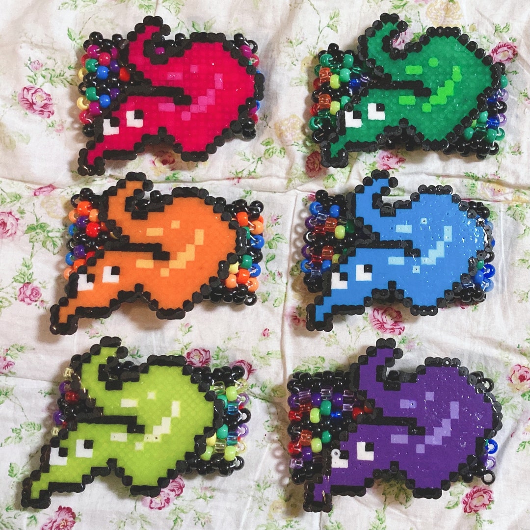 Rainbow Worm on a String Scene Layered Perler Neon Handmade Harajuku ...