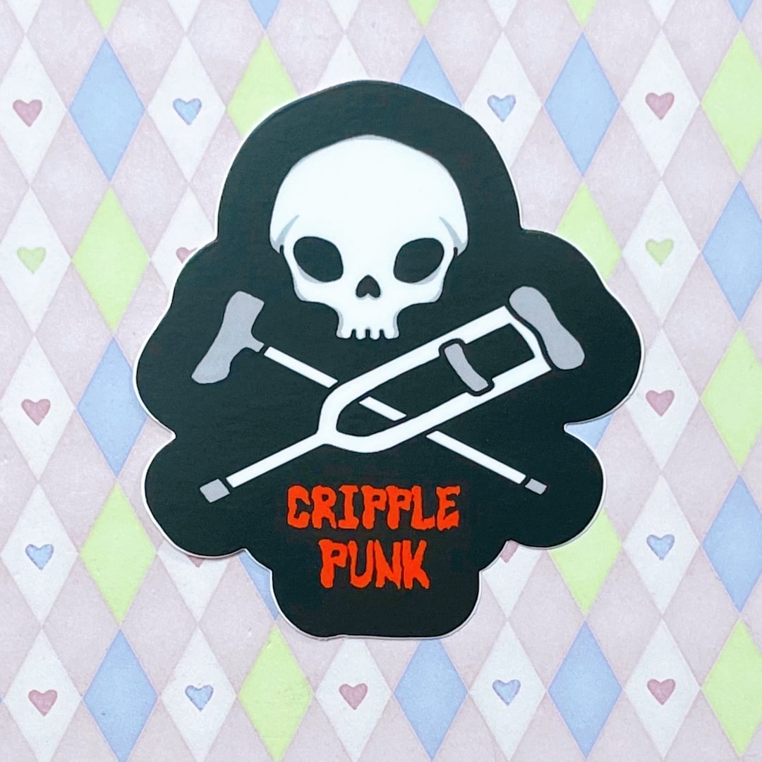 Cripple Punk Skull Crossbones Disability Pride Black Vinyl Sticker! (3 ...
