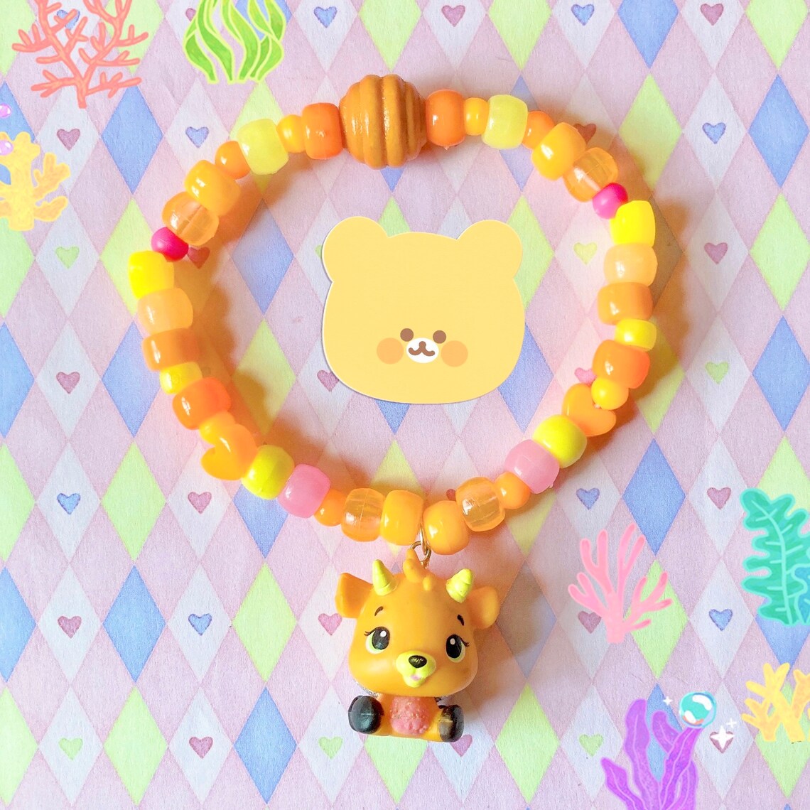 Orange Yellow Deer Cute Handmade Kawaii Kidcore Kandi Decora - Etsy