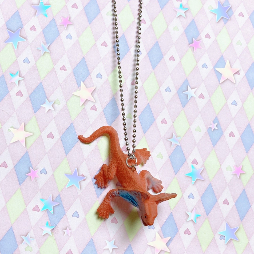 Orange Plastic Frill-necked Lizard Reptile Figurine Cute Kawaii ...