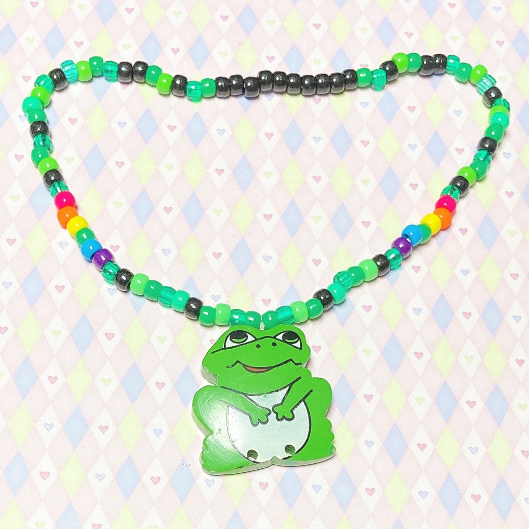 Wooden Green Frog Kawaii Cute Decora Toy Kidcore Chunky Ballchain ...