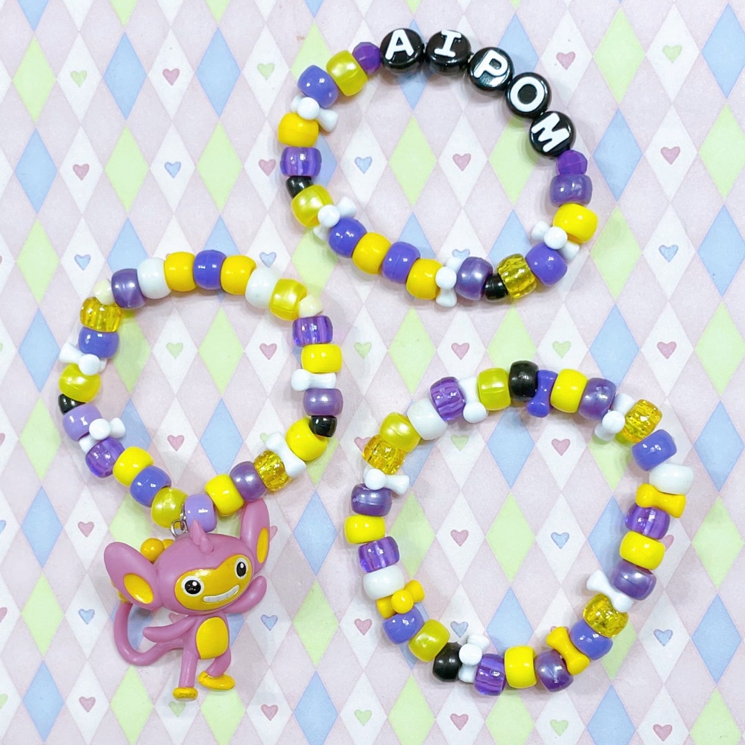 Pokemon Aipom Purple Yellow Monkey Handmade Kawaii Kidcore Kandi Decora ...