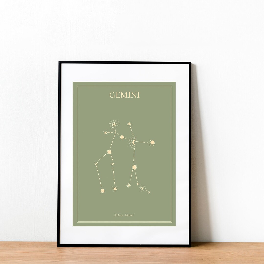 Printable Gemini Zodiac Poster | Zodiac Print | Printable Wall Art ...