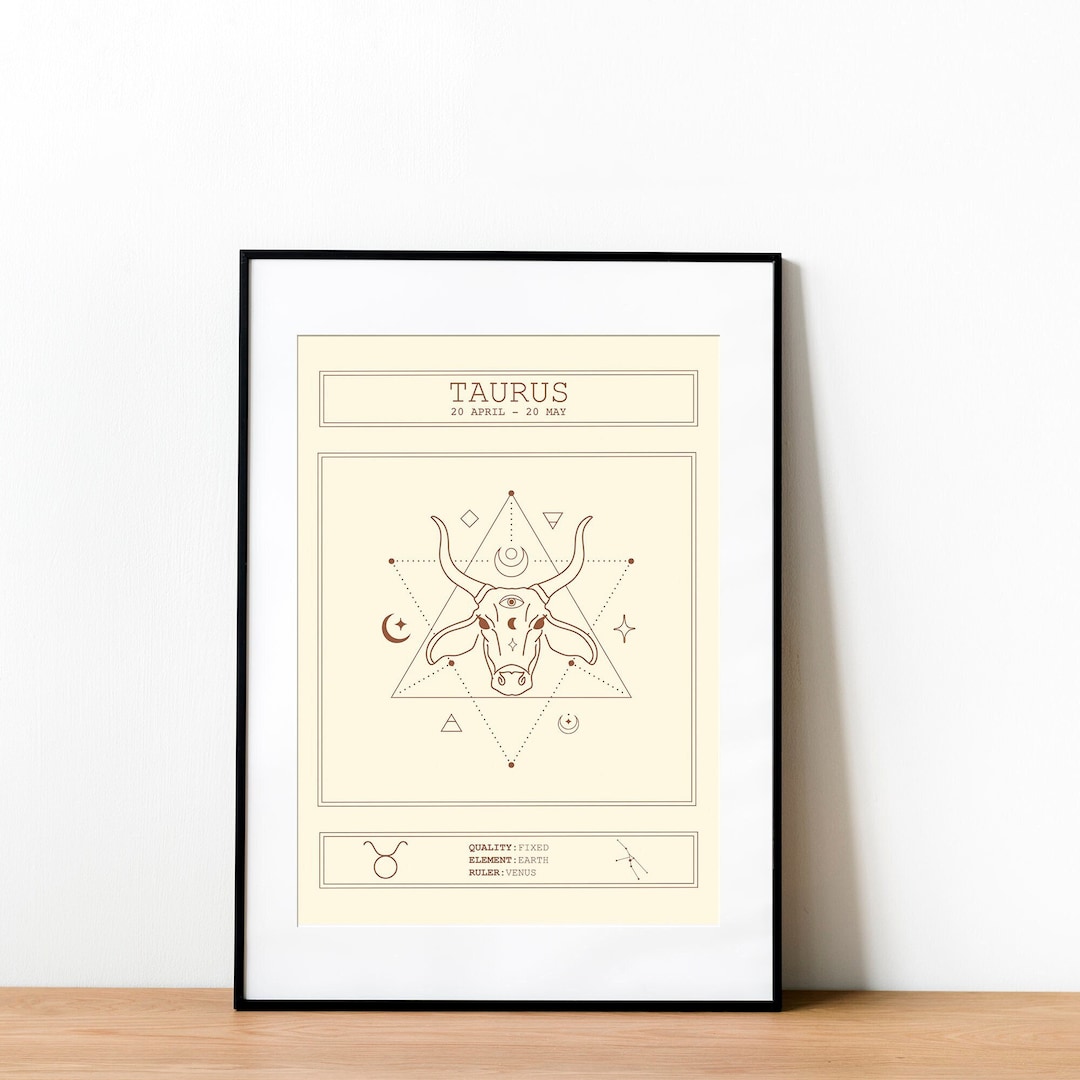 Printable Taurus Zodiac Poster | Zodiac Print | Printable Wall Art ...