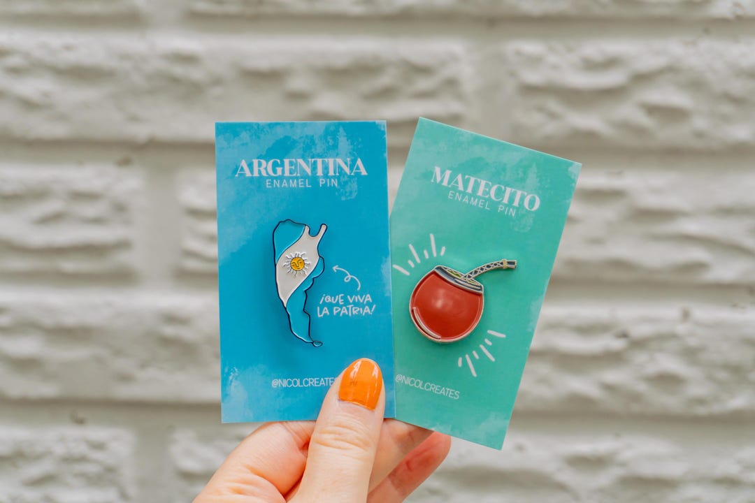 Argentina and Mate Pin Bundle! Set of 2 Enamel Pins: Argentina's Map ...