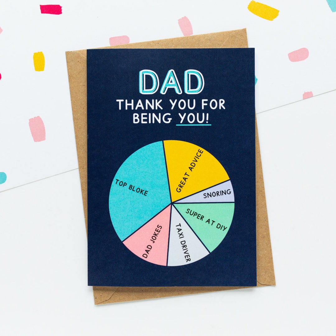 Pie Chart Dad Card - Thank You Card - Happy Father's Day - Card for Dad ...