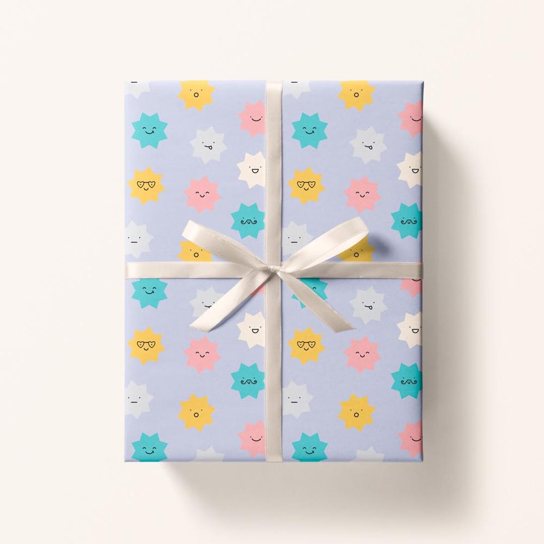 Star Faces Wrapping Paper Sheet 700mm X 500mm - Birthday Wrapping Paper ...